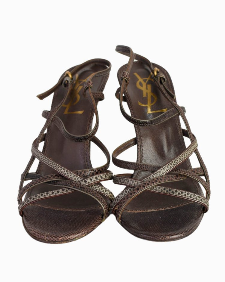 Sandália Yves Saint Laurent Python Marrom